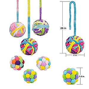HAICHEN TEC Ferret Toys Ball Set Woolen Yarn Cats Balls with Built-in Bell Soft Colorful Pompom Balls Interactive Sound Toy Exercise Scratch Play Chew Toys for Indoor Pet Cat Kitten (6 Pack)