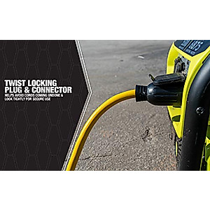 Southwire 65172840 20-Foot 30Amp Generator Cord, 10-Gauge Heavy Duty Electrical Power Cable with L14-30 Locking Plug, 125V / 250V, Yellow, Feet, Black