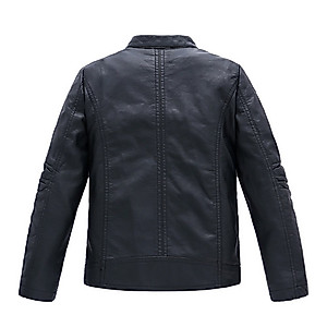 LJYH Boy's&girl's Collar Faux Motorcycle Leather Jackets Kids Spring Biker Coats Black 3/4yrs（100cm）