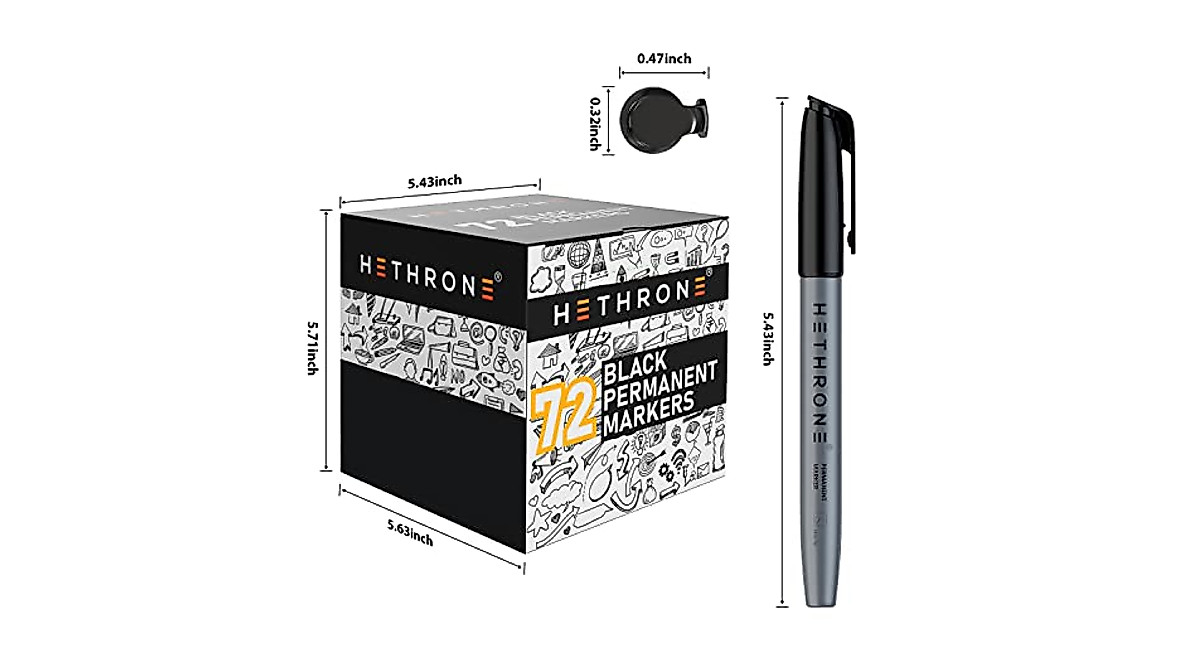 Hethrone 72 Pack Permanent Markers - Precise Black Markers for Home ...
