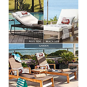 Happy Valentine's Day Red Truck Outdoor Pillows for Chaise Lounge Chair, Romantic Rose High Heels Waterproof Lumbar Head Support Pillow with Adjustable Elastic Band for Pool Patio Furniture Decorative