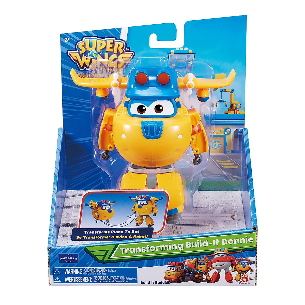 Super Wings - 5" Transforming Construction Donnie Airplane Toys Vehicle Action Figure | Plane to Robot | Flying Airplane Toys Birthday Gifts for 3 4 5 Year Old Boys and Girls | Airplane Toys for Kids