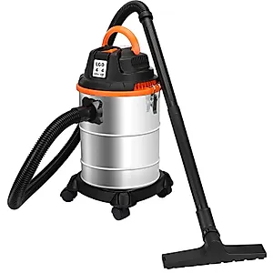 LIGO 4 Gallon Electric Wet&Dry Vacuum Cleaner, 4.0 Peak HP Shop Vacuum with 1 Nozzle and 1 Brush, Stainless Steel Tank, 15 KPA