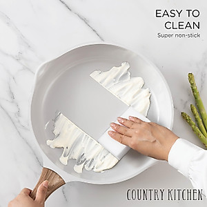 Country Kitchen Pots and Pans Set Nonstick, Cast Aluminum Kitchen Cookware Set with Utensils, 14 Pcs Non Stick Cooking Set w/Frying Pans & Saucepans, Sage