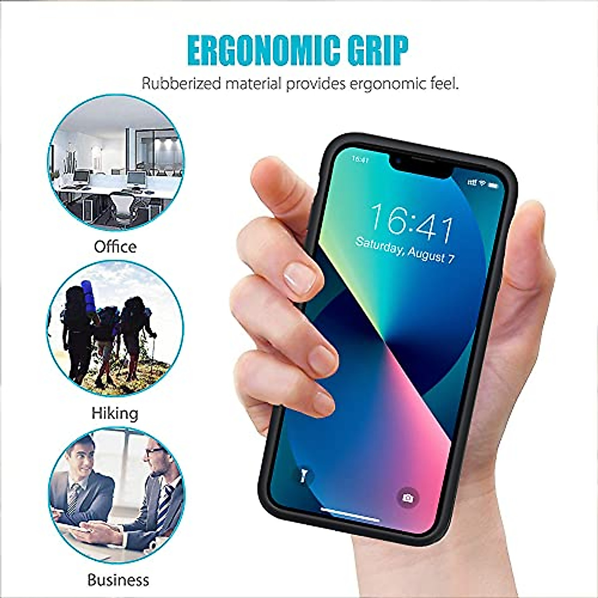 Battery Case for iPhone 13,7000mAh Ultra-Slim Portable Charger Case Rechargeable Battery Pack Charging Case Compatible with iPhone 13 (6.1 Inch)-Black