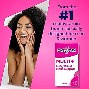 One A Day Multi+ Hair, Skin, & Nails Complete Multivitamin Tablet, A Boost of Support for Healthy Hair, Skin & Nails with Biotin and Vitamin A, C, Vitamin E & Zinc, 120 Count (4 Months Supply)