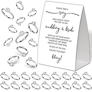Bridal Shower Games Put A Ring on It,Minimalist Bridal Shower Decorations,Popular Bridal Shower Game,Engagement Party Games,Bridal Shower Favors,Plastic Rings for Bridal Shower Game(19)