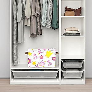 Deven A Lovely Princess Personalized Large Storage Baskets for Organizing Shelves with Handle,Closet Decorative Storage Bins for Toy, Bathroom,Nursery,Home 1 Pack