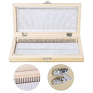 Biology Glass Prepared Microscope Slides Specimens Wooden Slide Storage Box Case