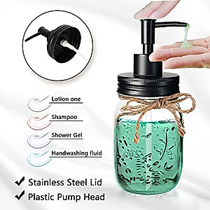 Nuscen Mason Jar Bathroom Accessories (Set of 4) Lotion Soap Dispenser,2 Apothecary Jars,Toothbrush Holder,Rustic Farmhouse Decor,Multifunction Storage Countertop Vanity Organizer Jars