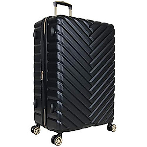 Kenneth Cole Reaction "Madison Square" Women's Luggage Lightweight Hardside Chevron Expandable 8-Wheel Spinner Checked Suitcase, 24-inch Checked, Black