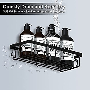 AilyHooms Shower Caddy Bathroom Shower Organizer - 3 Pack Adhesive Shower Shelves With 18 Hooks - No Drilling Wall Mounted Shower Storage Stainless Steel Rustproof Basket Rack for Bathroom Kitchen