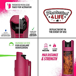 GUARD DOG SECURITY Quick Action Pepper Spray, Maximum Strength, 16-ft Range, Belt Clip For Easy Carry & Fast Access, keychain ready, Made in USA