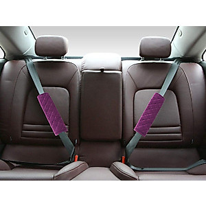 MLOVESIE 2 Packs Car Seat Belt Pads Plush Soft Seatbelt Cover Cushion Shoulder Strap Protector Romantic Purple