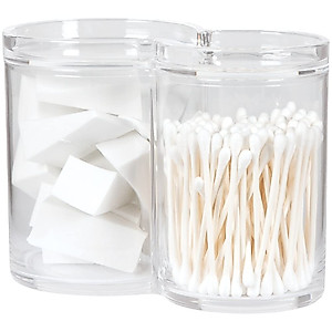 ForPro Professional Collection Acrylic Apothecary Double Canister Set, 28 Oz and 20 Oz Storage Container for Bathroom, Kitchen and Office, 6.25" x 3.7" x 4.6"