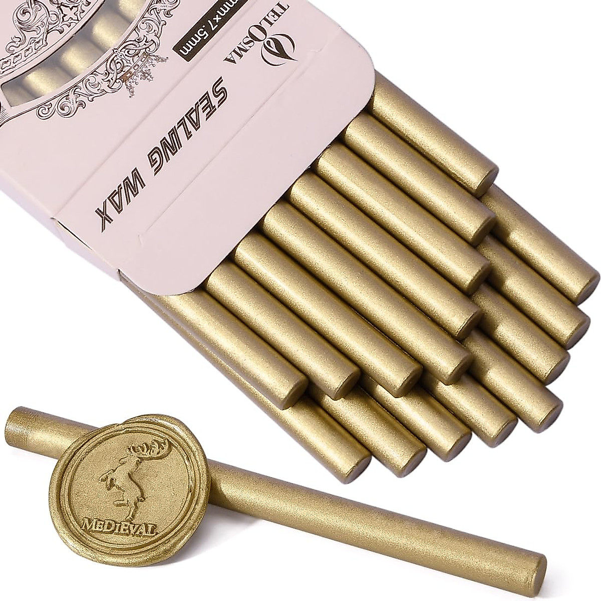 TELOSMA 16pcs Flexible Mini Glue Gun Sealing Wax Sticks for Wedding Invitation Gift Packing Decoration in Bronze
