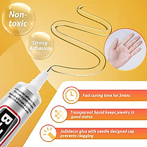 B7000 Glue Clear with Precision Tips, 5 PCS Jewelry Bead B-7000 Glue for Diamond Jewelry Rhinestone Applicator Tools Set Fabric Glue Strength Adhesive for Nail Art DIY Crafts Clothes Shoes Bags