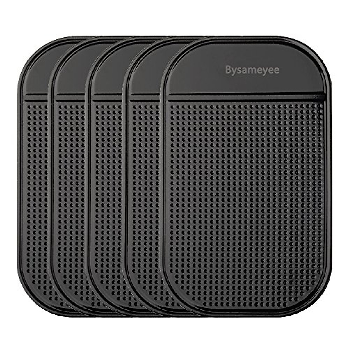 Anti-Slip Pad, Bysameyee Anti-Slide Fixate Sticky Mat for Car Dashboard, Silica Gel Non-Slip Pads for Radar Detector Cellphone, Pad, Keys,Glass, Mirrors, Whiteboards, Metal (Black, 5 Packs)
