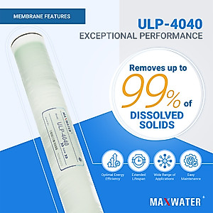 Max Water Reverse Osmosis 4040 Commercial RO Membrane (ULP-4040: 2600GPD) size 4" x 40" good for Industrial, Agricultural, Whole House & more (4)