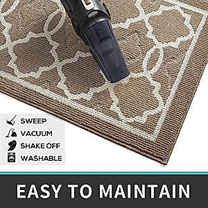 DEXI Indoor Door Mat, 36"x24" Non-Slip Low-Profile Entrance Rug, Absorbent Machine Washable Front Doormats for Back Door, High Traffic Areas, Sandrift Brown