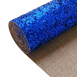 Greatdiy Sparkly Royal Blue Chunky Glitter Fabric Roll 12 x 52 inch Shiny Solid Color Independence Day Faux Leather for Making Earrings Bows Crafts (16013#34)