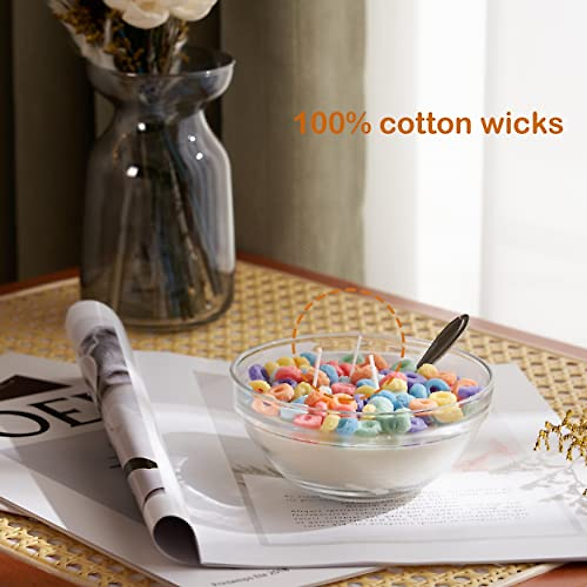Cereal Candle Vanilla Candle Food Candles Gifts for Women Food Candles Fruit Loops Ice Cream Candle Soy Wax Vanilla Scented Cool Cute Candle Aesthetic Gifts Valentines Gifts (Cereal Bowl)