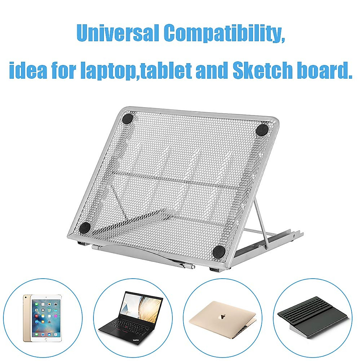 Laptop Stand Upgraded, Adjustable Portable Laptop Holder for Desk, Aluminum Ventilated Notebook Riser for MacBook Air Pro, More 10-15.6 inches PC Computer, Tablet, iPad (Silver)