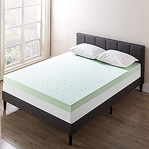 Best Price Mattress 4 Inch Ventilated Memory Foam Mattress Topper with Calming Green Tea Infusion, CertiPUR-US Certified, Twin, 4" Green Tea