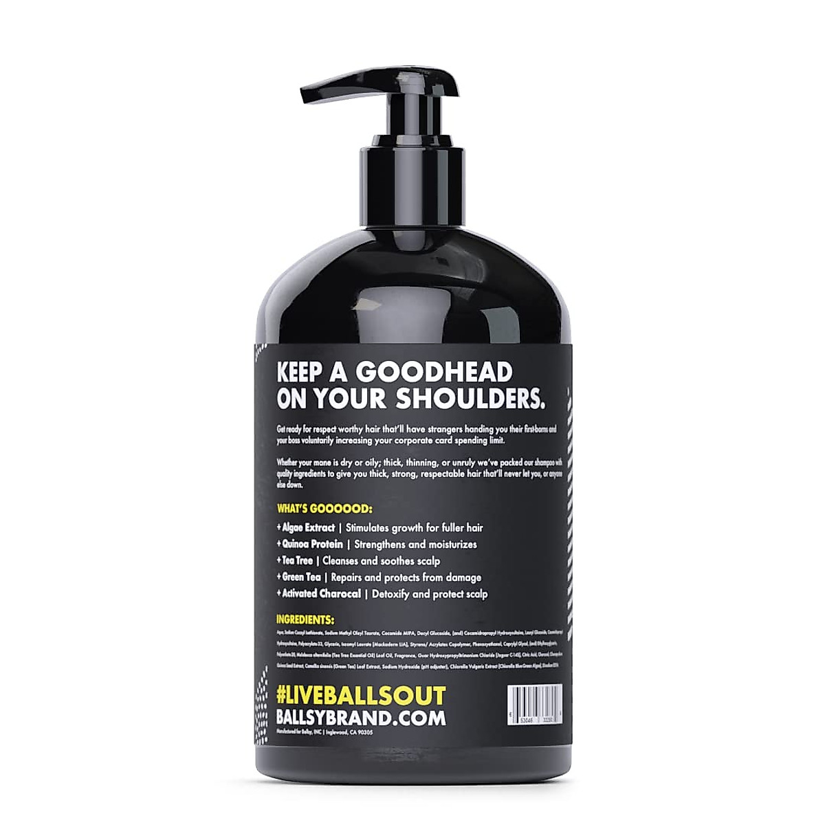 Ballsy Goodhead Shampoo, For Thick, Strong and Healthy Hair, with Tea Tree Oil, 16 Fl oz