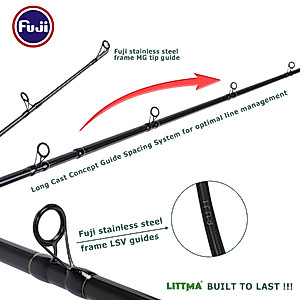 LITTMA LITTMA-Conventional Surf Casting Rod with Fuji Ring Surf Rods Saltwater 12ft Heavy 9ft 10ft 11ft Graphite Surf Rod Surf Casting Rod Portable Rod Surf Rod Saltwater Surf Rod Barra de Surf