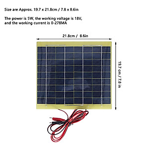 HYWHUYANG 5W Solar Panel,Portable Polysilicon Waterproof Material Solar Battery Charger for Charging 12V Battery of RV Boat Trailer ATV Car