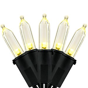 YULETIME Warm White LED Christmas Lights with Black Wire, 66 Feet 200 Count UL Certified Commercial Grade LED Halloween String Light Set (Warm White - Black Wire)