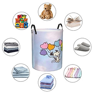 sn-oopy Storage Basket Circular Hamper with Handle Foldable Laundry Basket for Bedroom Bathroom Living RoomSmall