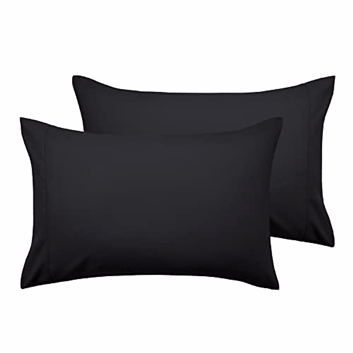 Microfiber Standard Pillowcase Set of 2 Black, Bed Pillow Covers, Ultra Soft (20 x 30) Inches, Solid Pillowcases with Open Closure, Machine Washable