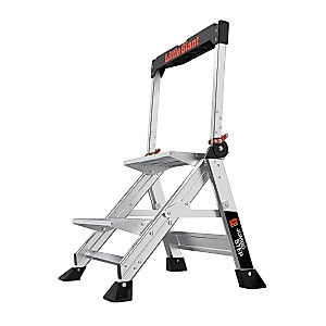 Little Giant Ladders Safety Step 3-Step Aluminum Step Stool (10310BA) and Little Giant Ladders Jumbo Step 2-Step Aluminum Step Stool (11902), Silver