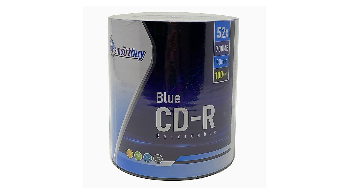 Smartbuy 100 Pack Blue CD-R Discs 52X - Record with Ease