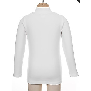 Linjinx Kids Boys Girls Thermal Underwear Tops Baselayer Turtleneck Long Sleeve T-Shirts Athletic Tee White 9-10 Years