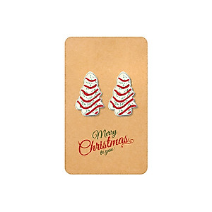 Christmas Tree Cake Earrings for Women Christmas Stud Earrings Christmas Tree Snowflake Acrylic Stud Earrings Christmas for Women (A)…