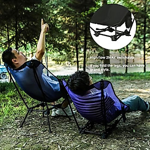 ROCK CLOUD 2 Pack Portable Compact Camping Chair Ultralight Folding Chairs Outdoor Lrage-Size for Camp Hiking Backpacking Lawn Beach Sports, Two-Heights Adjustable (Black-Large)