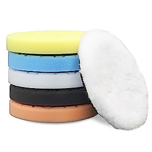CHEN REFINISH 6Pcs Buffing Polishing Pads,6 Inch Backing Plate Compound Buffing Sponge Pads Cutting Polishing Pad Kit for Car Buffer Polisher Compounding, Polishing, Waxing