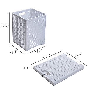 Eslite 42L Collapsible Plastic Laundry Baskets,Foldable Laundry Hamper,Pack of 2 (White)