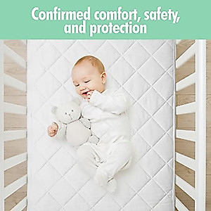 GOTS Certified Organic Cotton Waterproof Crib Mattress Protector ~ Non-Toxic ~ Hypoallergenic ~ Quilted and Cool Comfort ~ Safe and Snug Fit for Standard Size Crib Mattress