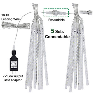 Twinkle Star Meteor Shower Rain Lights, 30cm 8 Tubes 288 LED Valentine Iciclelights Snow Falling Christmas Lights Outdoor Raindrop Lights, Xmas Wedding Party Tree Holiday Decoration, Blue