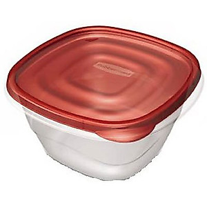 Rubbermaid Red TakeAlongs 5.2-Cup Deep Squares Food Storage Containers, 4-Pack, Chili (4 Pack)