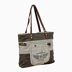 Myra Bags Adventure Begins Upcycled Canvas & Denim Tote Bag S-0897