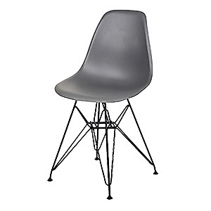 GIA Contemporary Armless Dining Chair with Black Metal Legs, Set of 1, Dark Gray