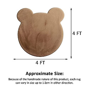 TENNOLA Bear Shaped Area Rug 4 x 4 Feet Cute Rugs for Bedroom Aesthetic Soft Fluffy Faux Rabbit Fur Rug Fuzzy Carpet for Nursery Kids Teen Girls Room Home Decor