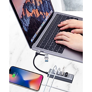 TWOPAN USB 3.0 Hub, Ultra Slim 4 Port USB Data Hub Splitter for Laptop, MacBook Pro/Air, iMac, iPad Pro, Chromebook, XPS, iPhone 15, Galaxy S23, USB Flash Drives, Keyboard, Mouse, Mobile HDD