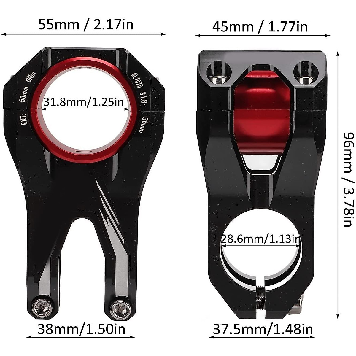 ZECHAO Bike Stem,Aluminum Alloy for 31.8-35mm/1.3-1.4in Handlebar Bikes Lightweight Road Bike Handlebar Stems Bike Stem