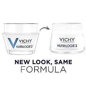 Vichy Nutrilogie 2 Intense Moisturizer for Very Dry Skin, 24-Hour Hydration Daily Face Cream to Strengthen and Soothe Skin, Non-Greasy Finish, 1.69 Fl Oz (Pack of 1)